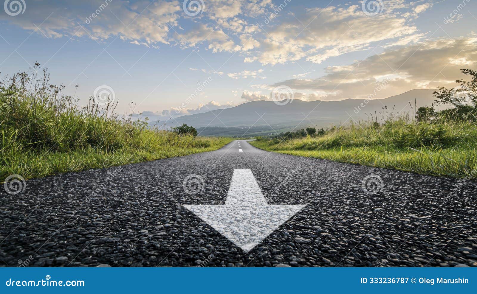 An Asphalt Road with an Arrow Painted on it Symbolizes Growth ...