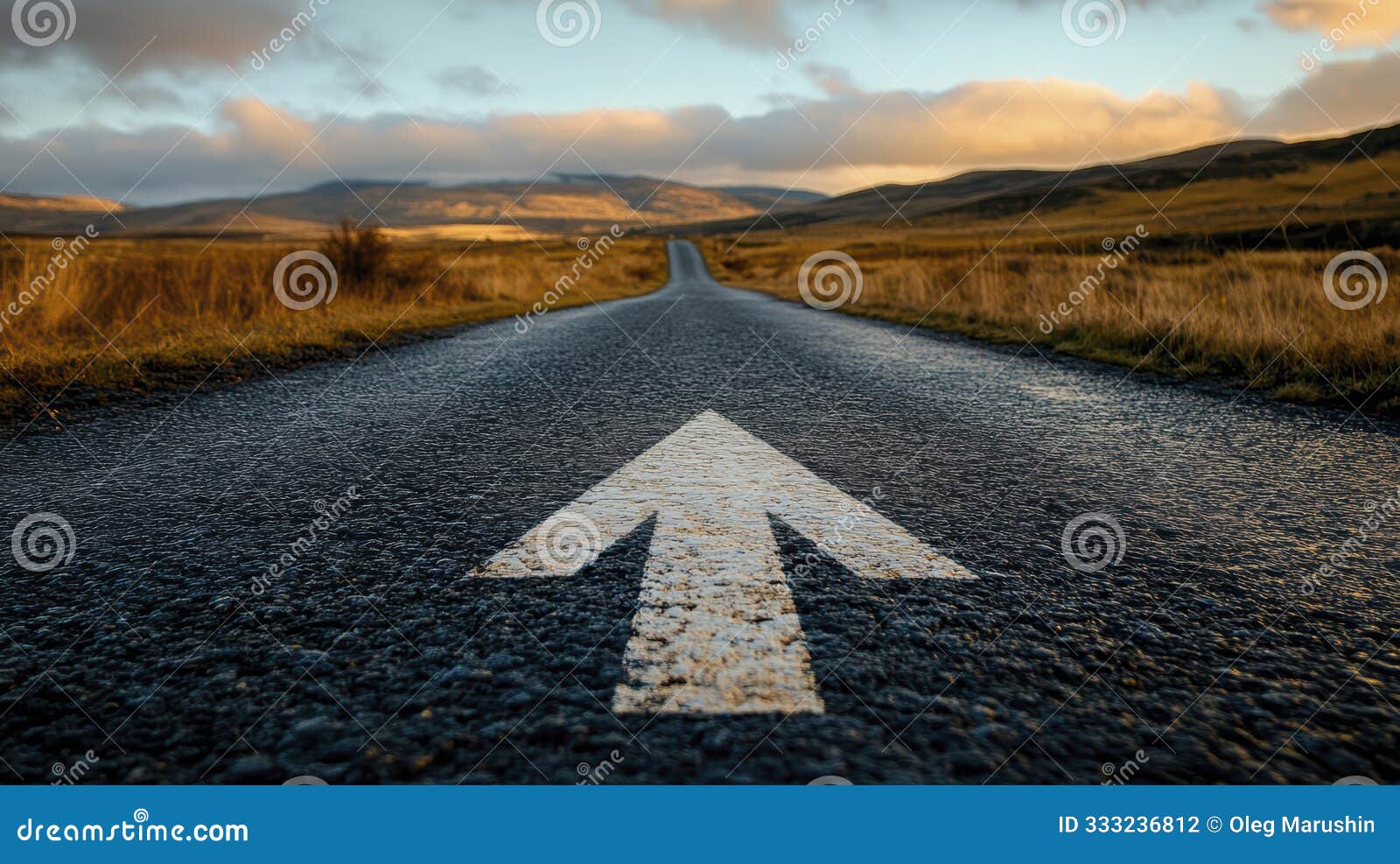 An Asphalt Road with an Arrow Painted on it Symbolizes Growth ...
