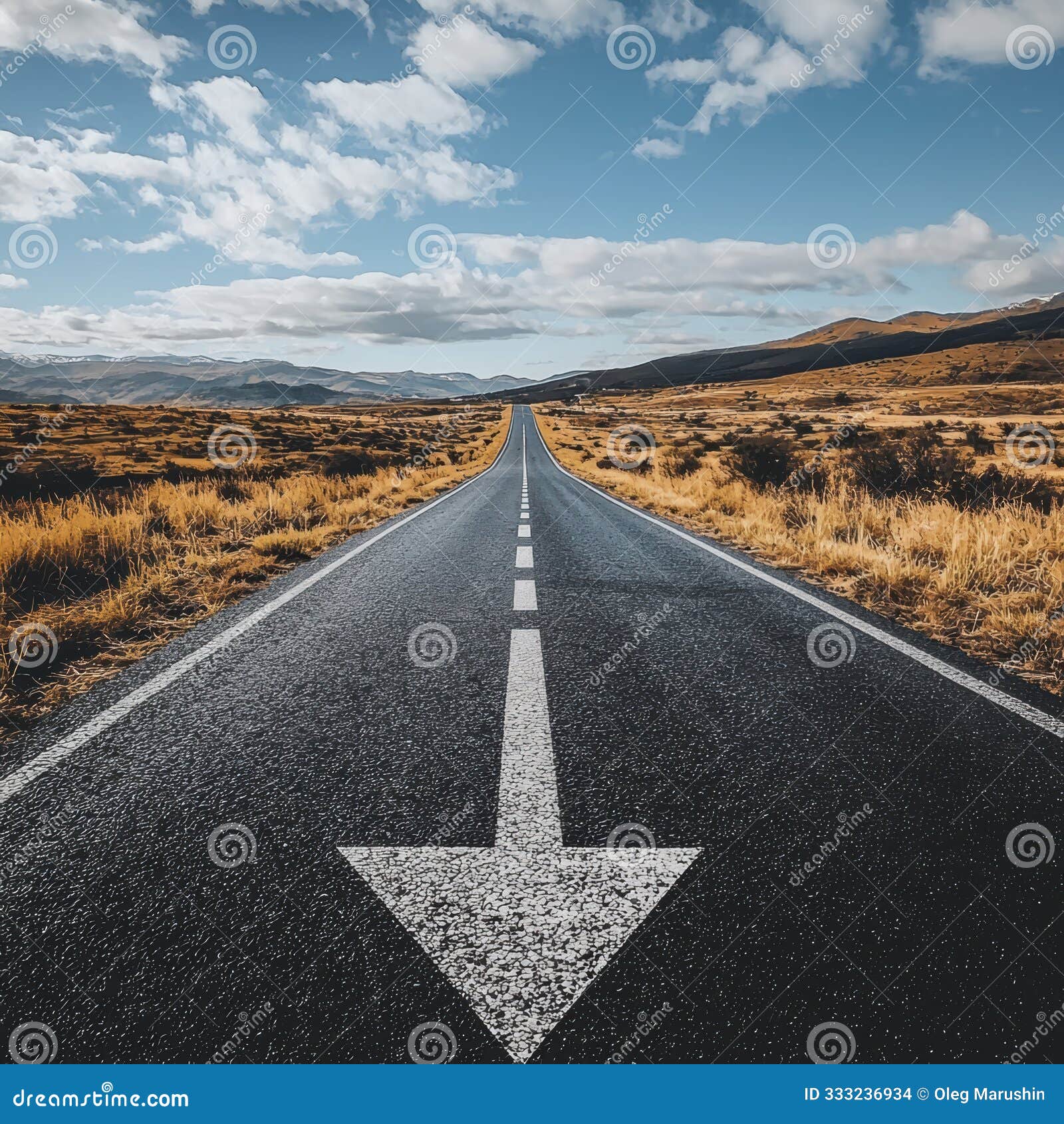 An Asphalt Road with an Arrow Painted on it Symbolizes Growth ...