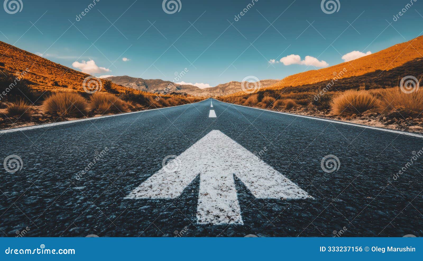 An Asphalt Road with an Arrow Painted on it Symbolizes Growth ...