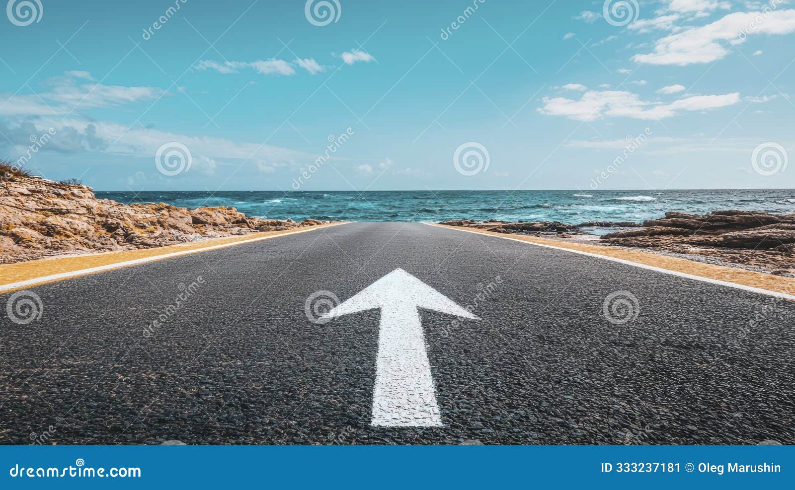 An Asphalt Road with an Arrow Painted on it Symbolizes Growth ...