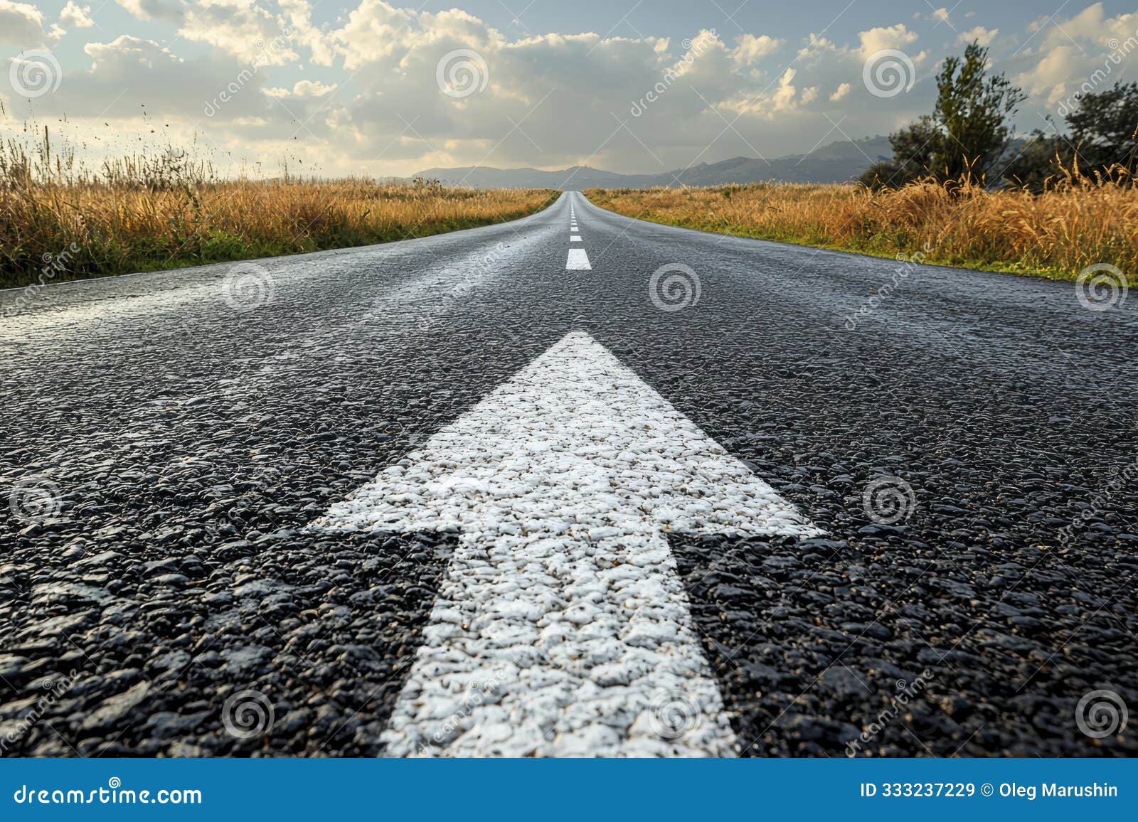 An Asphalt Road with an Arrow Painted on it Symbolizes Growth ...