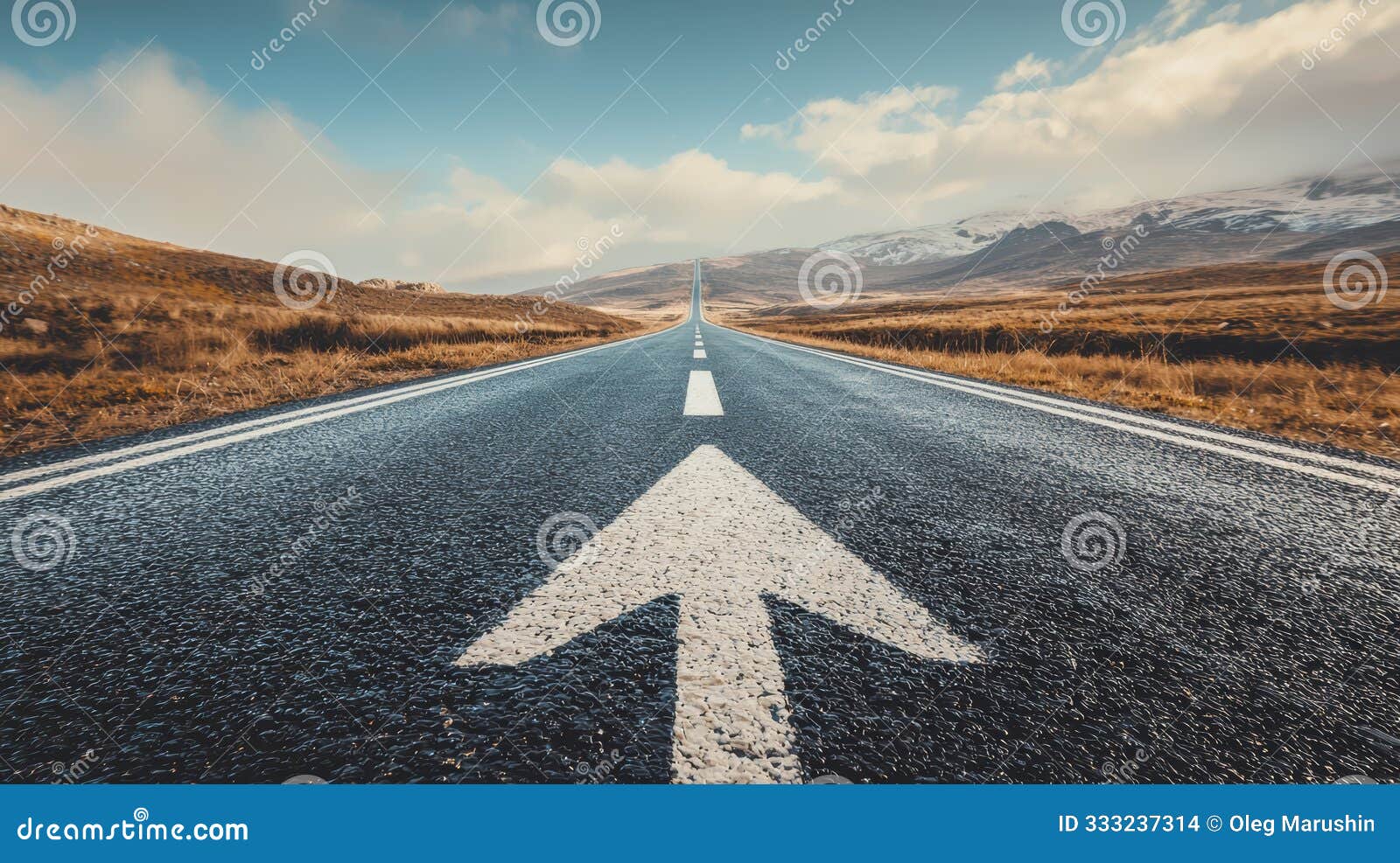 An Asphalt Road with an Arrow Painted on it Symbolizes Growth ...