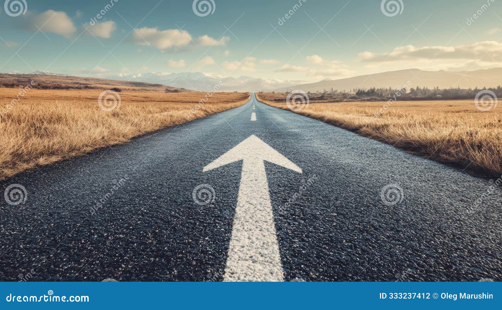 An Asphalt Road with an Arrow Painted on it Symbolizes Growth ...