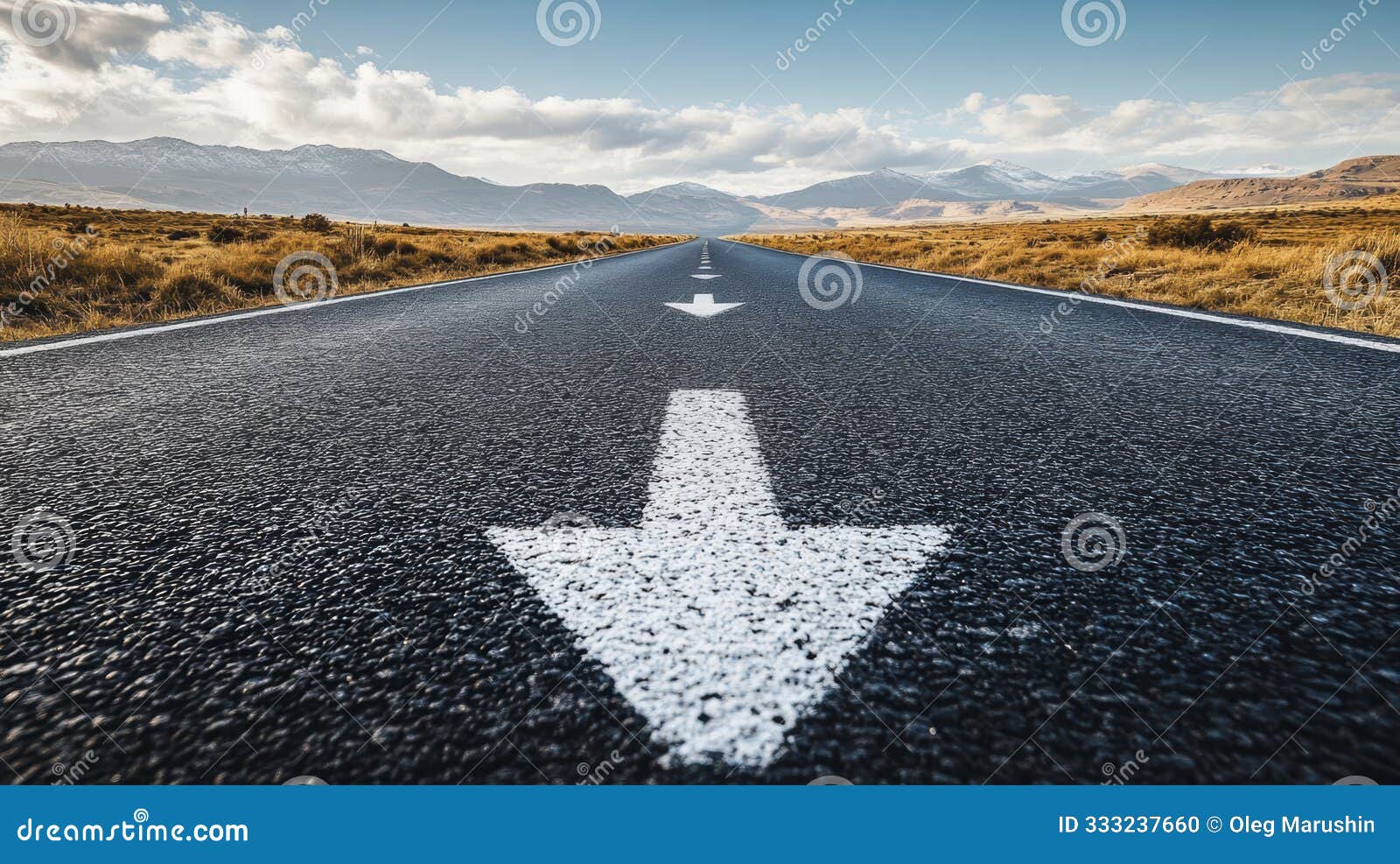 An Asphalt Road with an Arrow Painted on it Symbolizes Growth ...