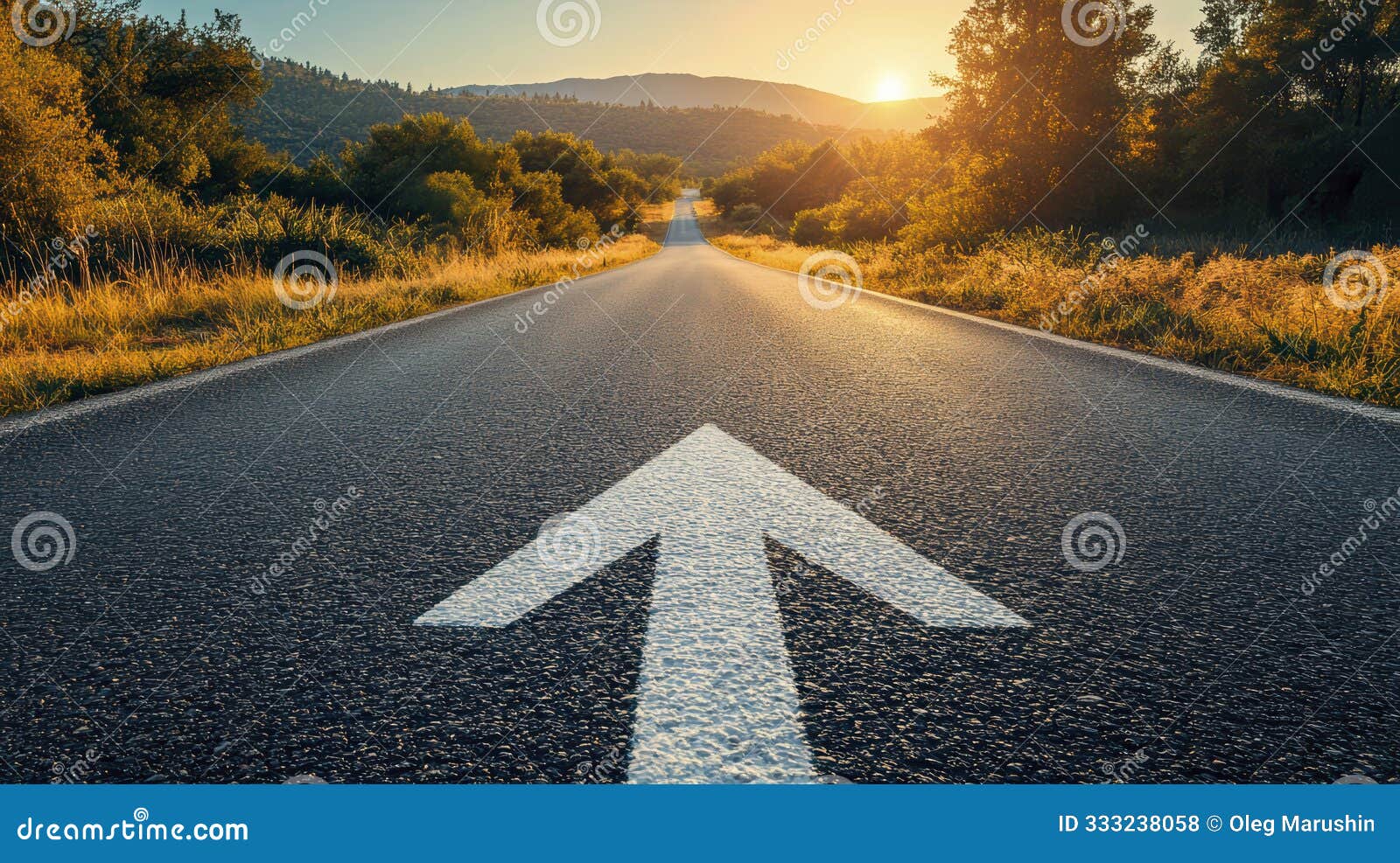 An Asphalt Road with an Arrow Painted on it Symbolizes Growth ...