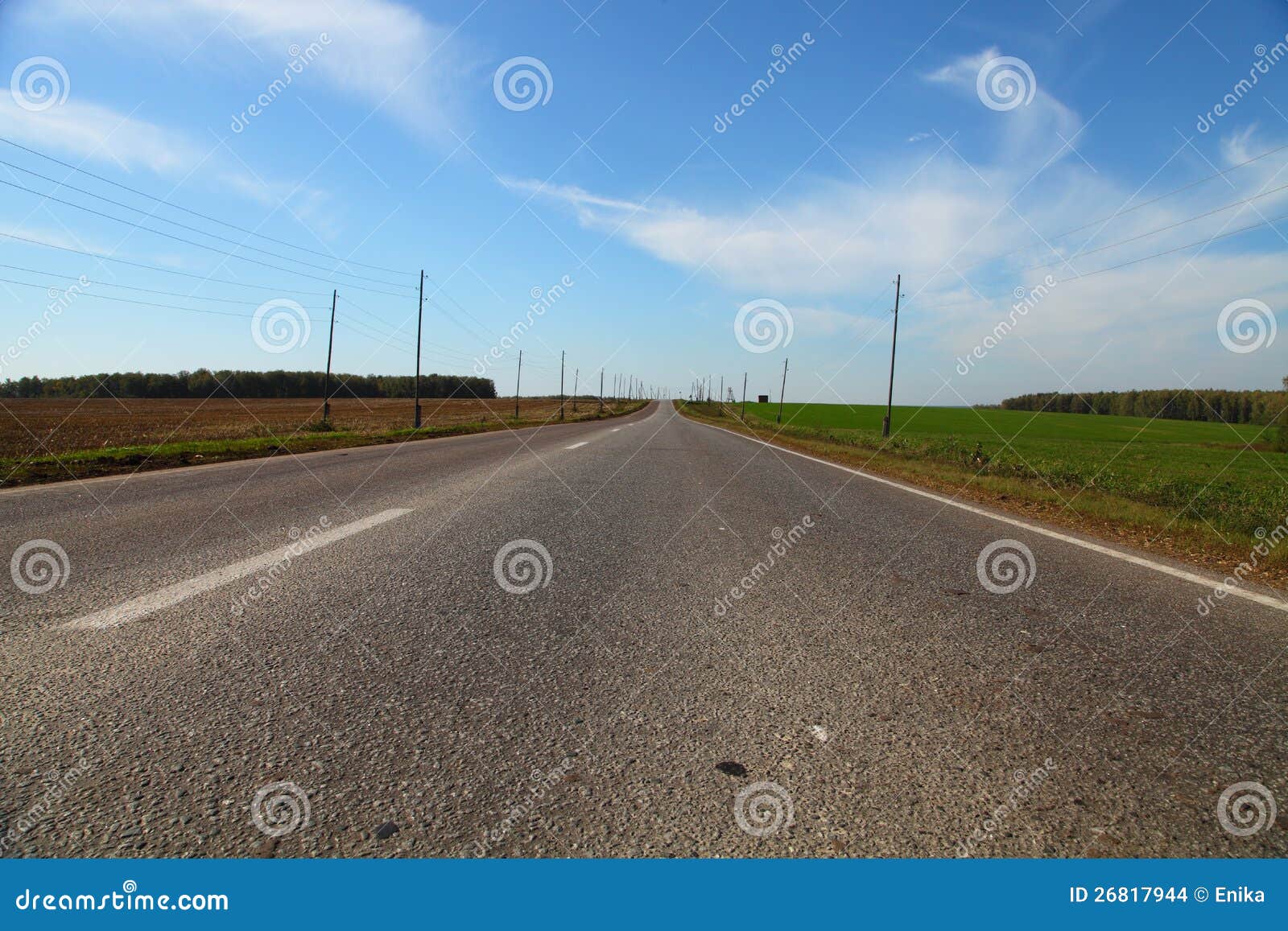 Asphalt road and blue sky stock photo. Image of land - 26817944