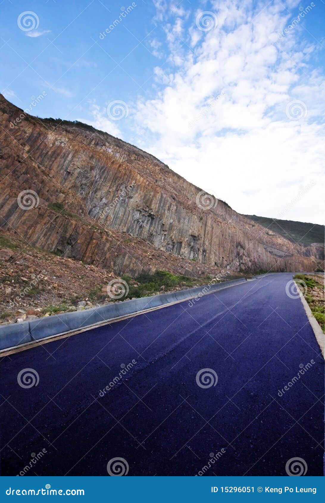 Asphalt Road Blue Sky with Clouds and Mountains Stock Image - Image of ...