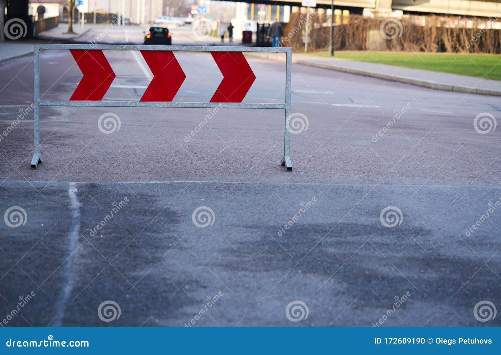 Asphalt Road with Chevron Road Signs Stock Photo - Image of signs ...