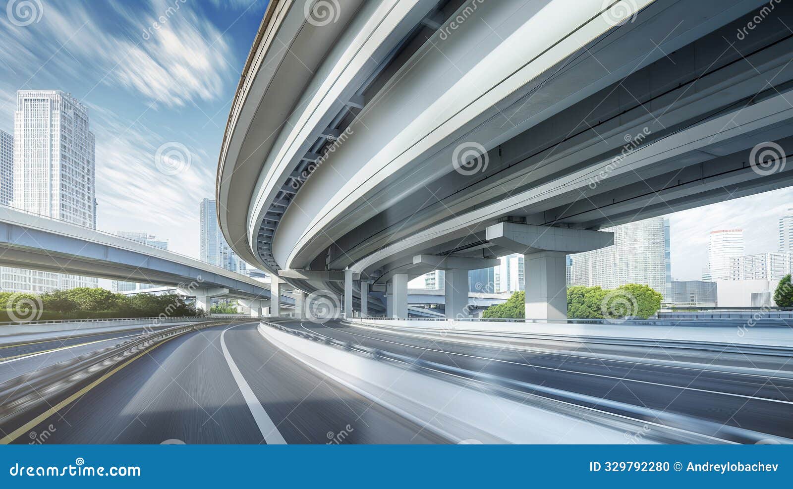 Asphalt Road in the City and Bridge in a Modern City Stock Photo ...