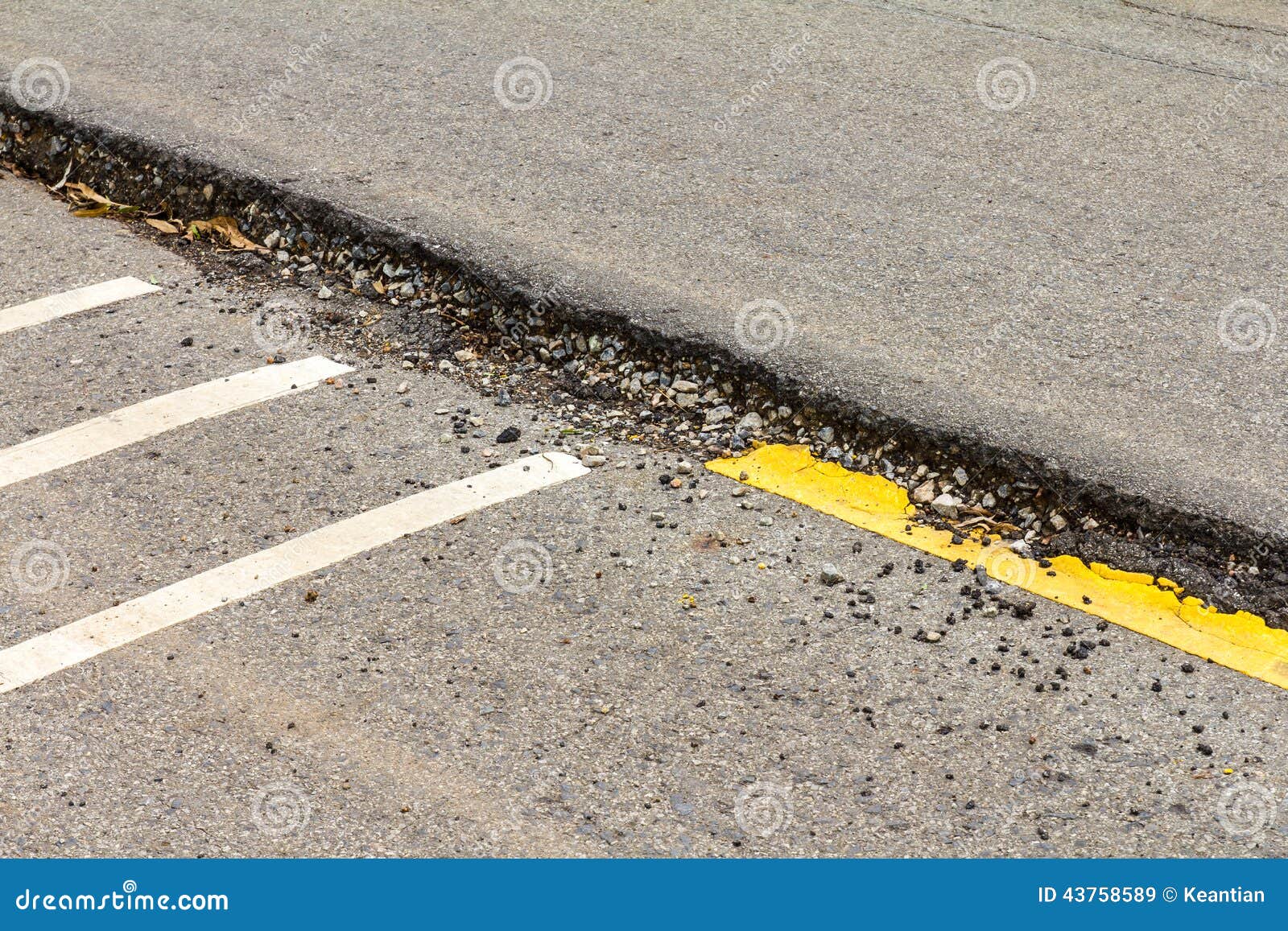 Asphalt road collapse. stock image. Image of gravel, blank - 43758589