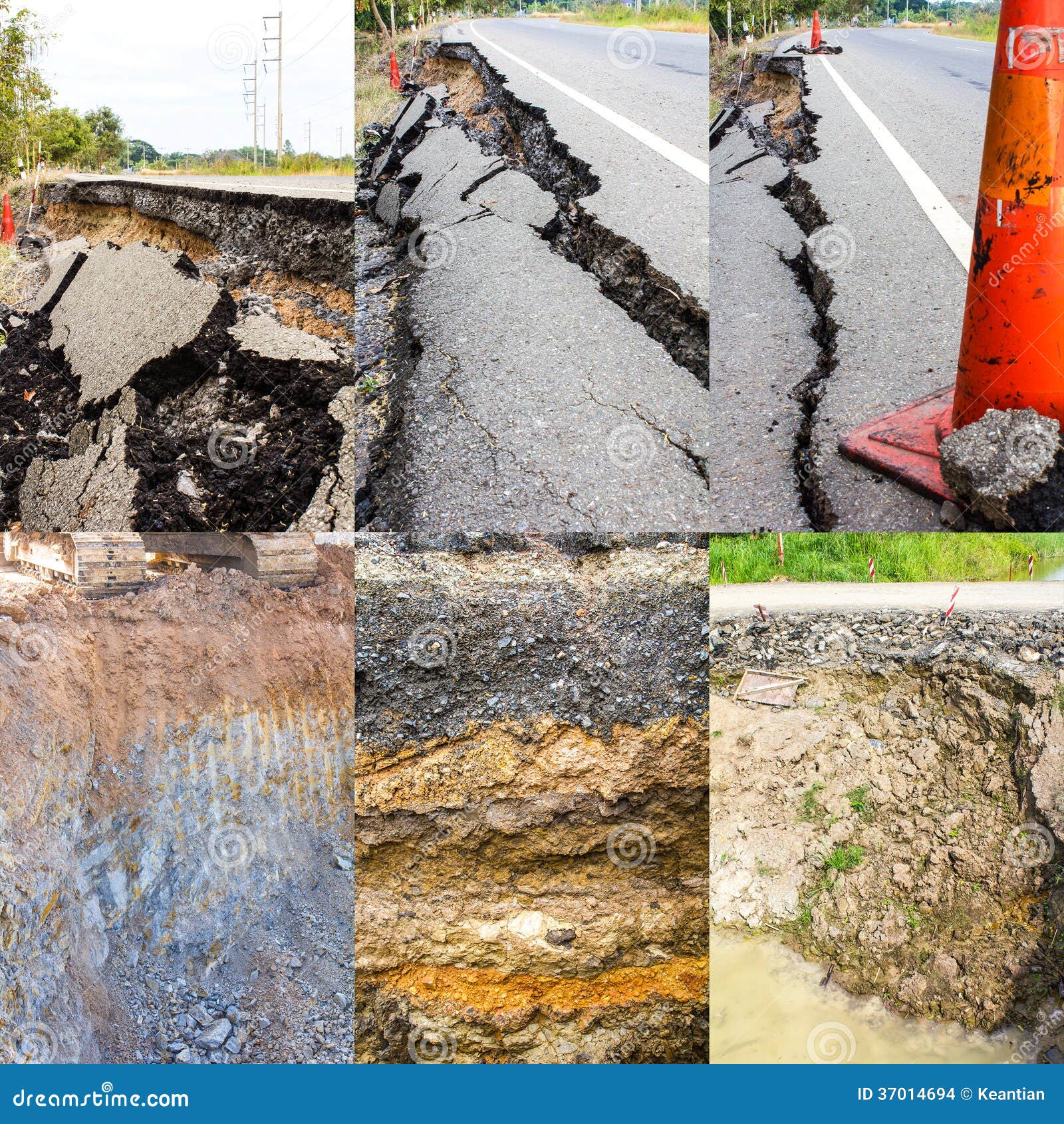 Asphalt road collapsed stock photo. Image of ground, closeup - 37014694