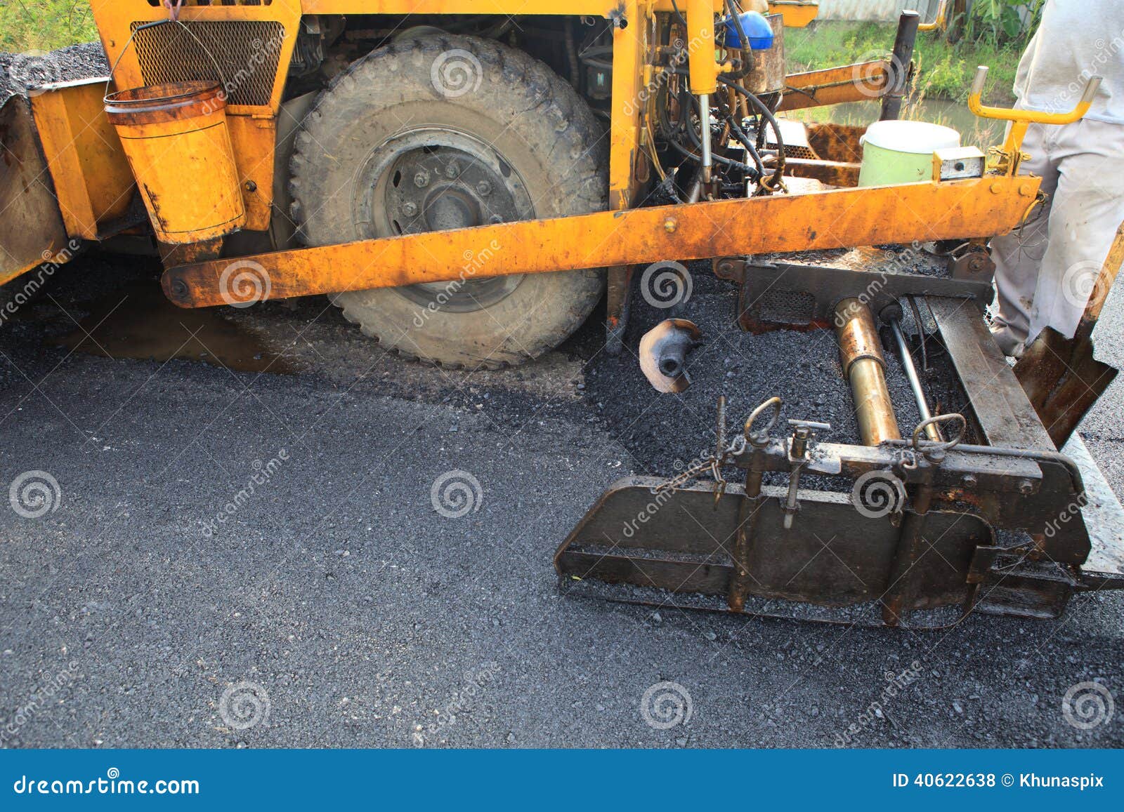 Asphalt road construction stock photo. Image of machine - 40622638