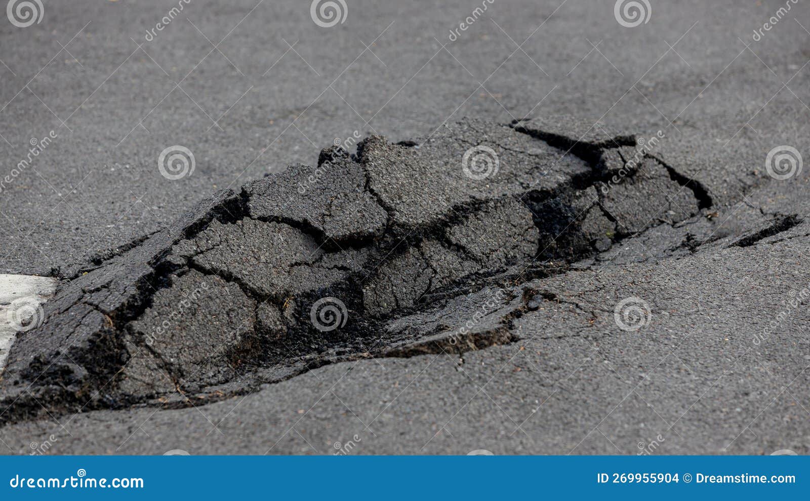 Asphalt Road Damaged. Cracked Road after Earthquake. Poor Asphalt ...
