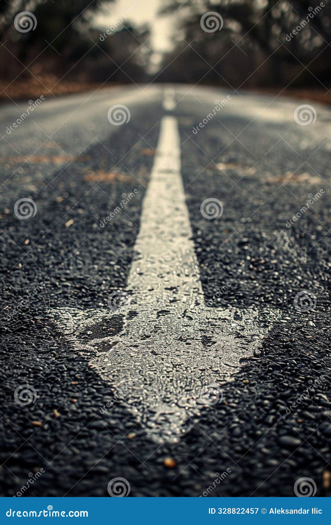 Asphalt Road with a Direction Arrow Pointing Forward. Generative Ai ...