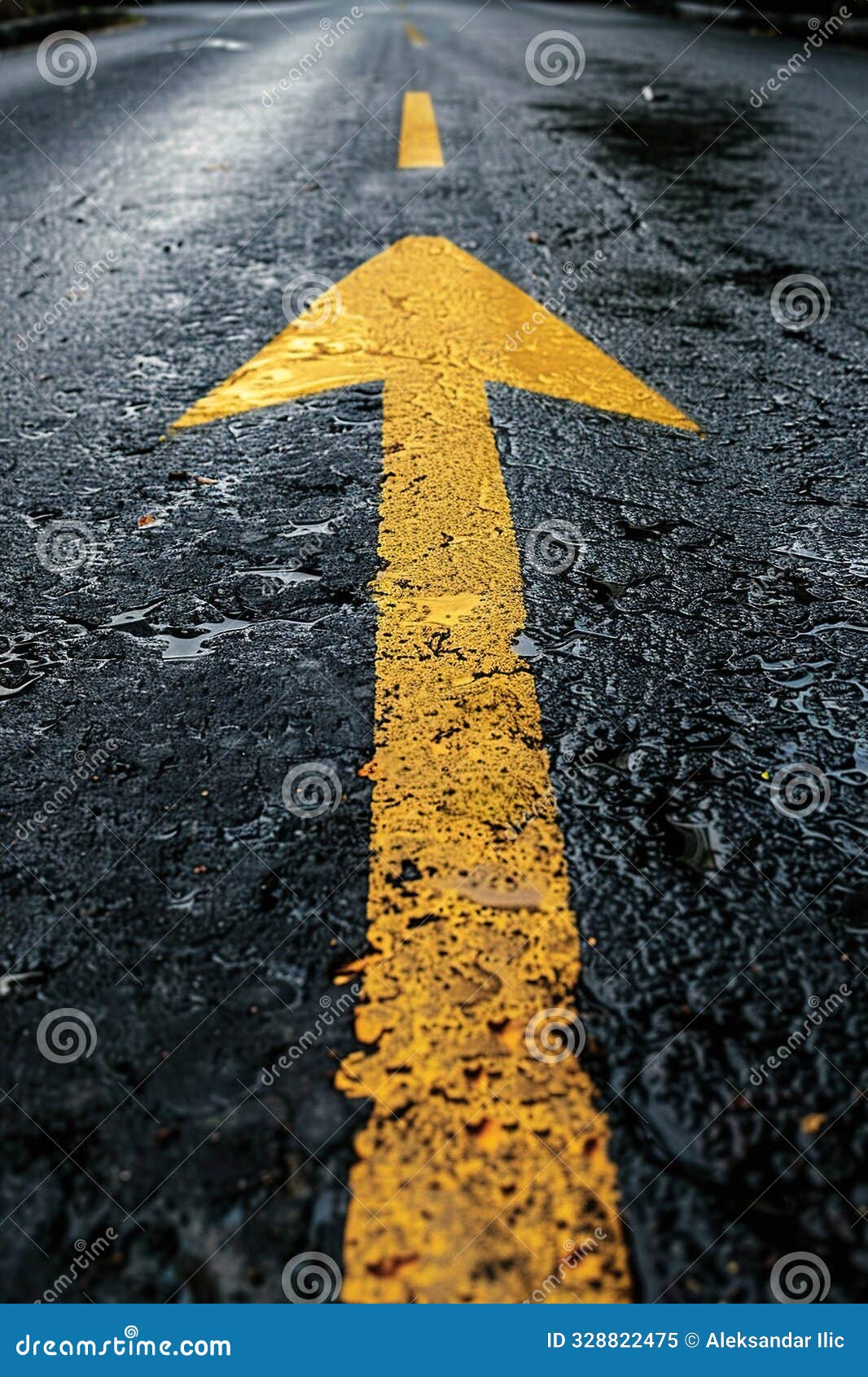 Asphalt Road with a Direction Arrow Pointing Forward. Generative Ai ...