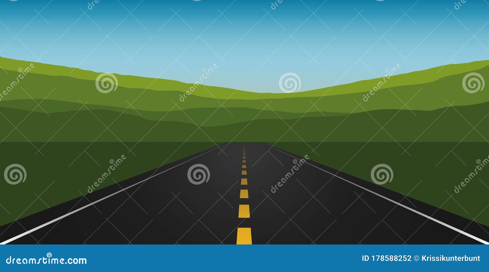 Asphalt Road in Green Mountains Summer Landscape Stock Vector ...