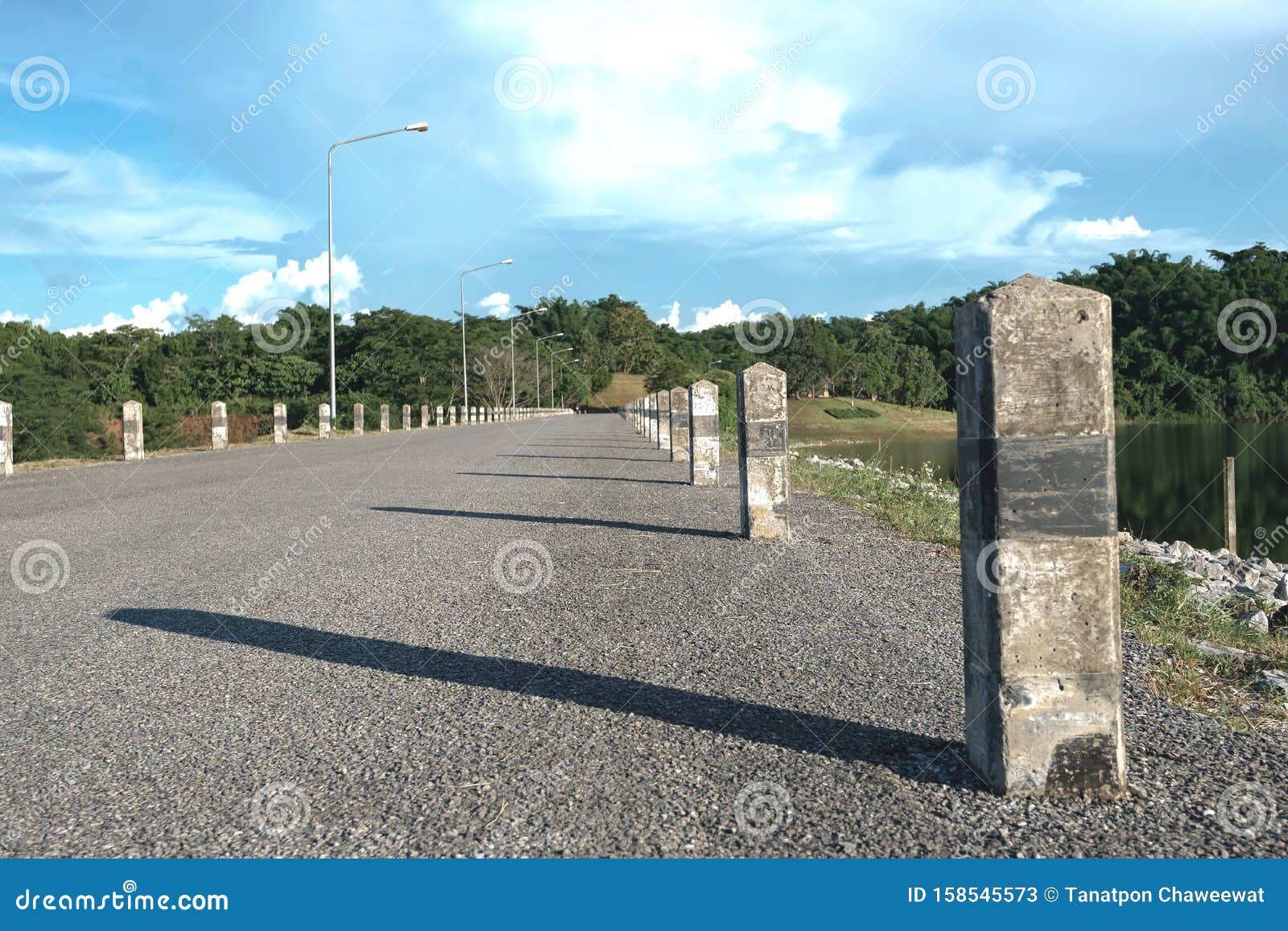Asphalt Road with the Guide Post Stone Stock Image - Image of europe ...