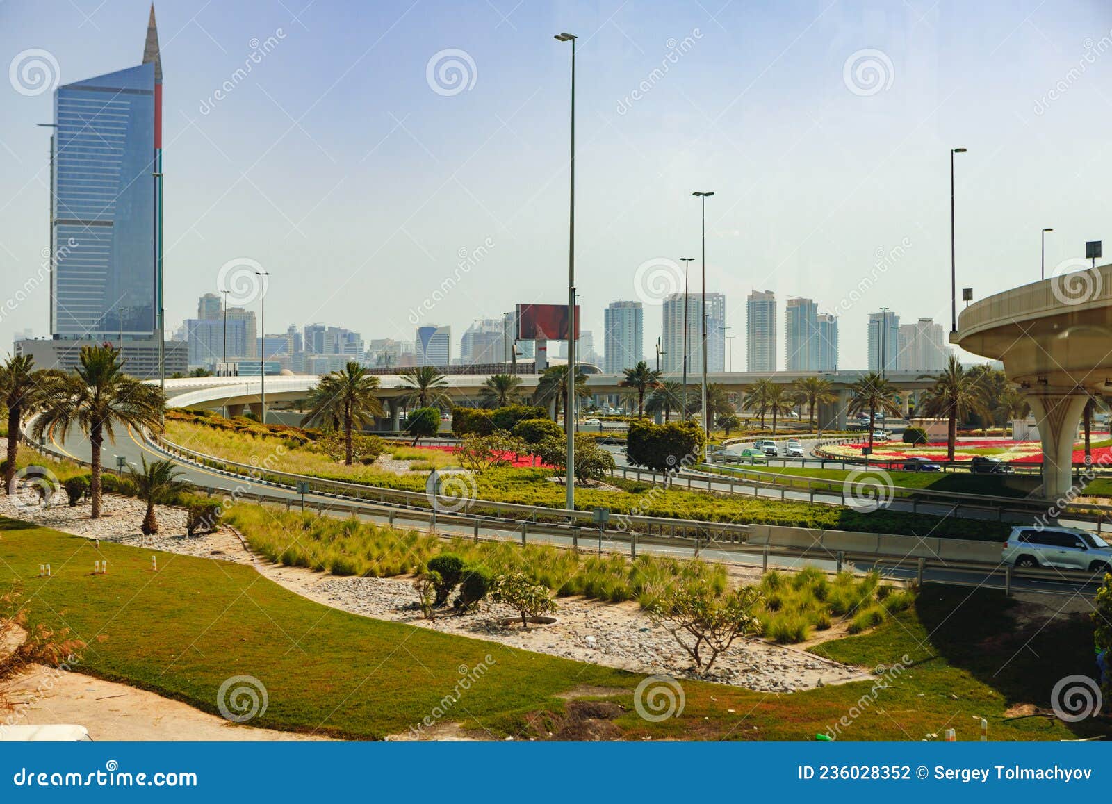Asphalt Road with Modern City Skyline of Dubai. Stock Photo - Image of ...