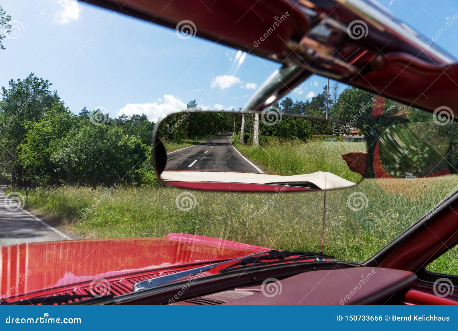 Asphalt Road in the Rearview Mirror Stock Photo - Image of black ...