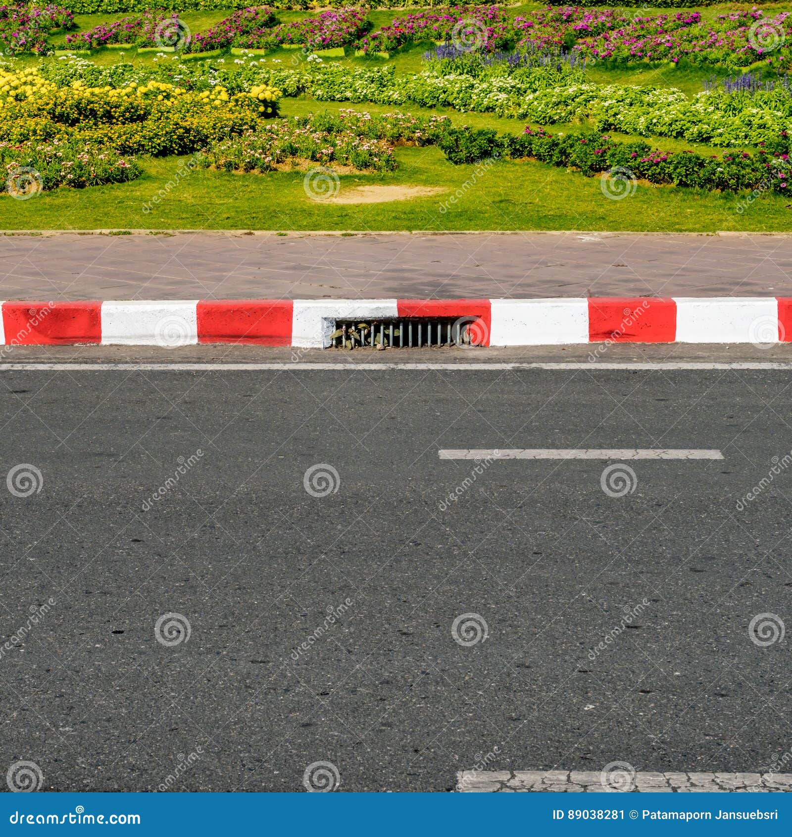 Asphalt Road with Red and White Stock Image - Image of walk ...
