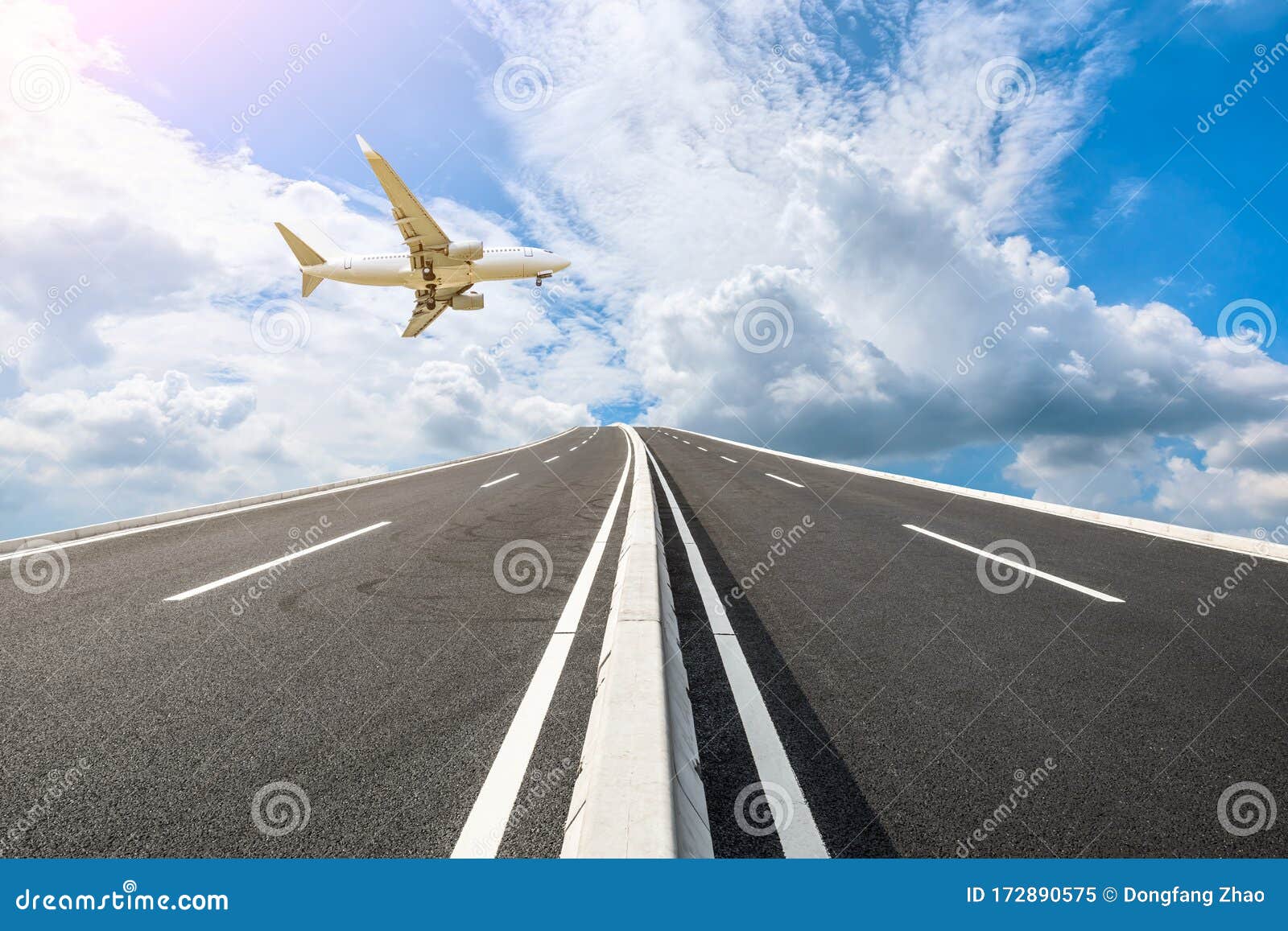 Asphalt Road and Sky Airplane Landscape Stock Image - Image of ...