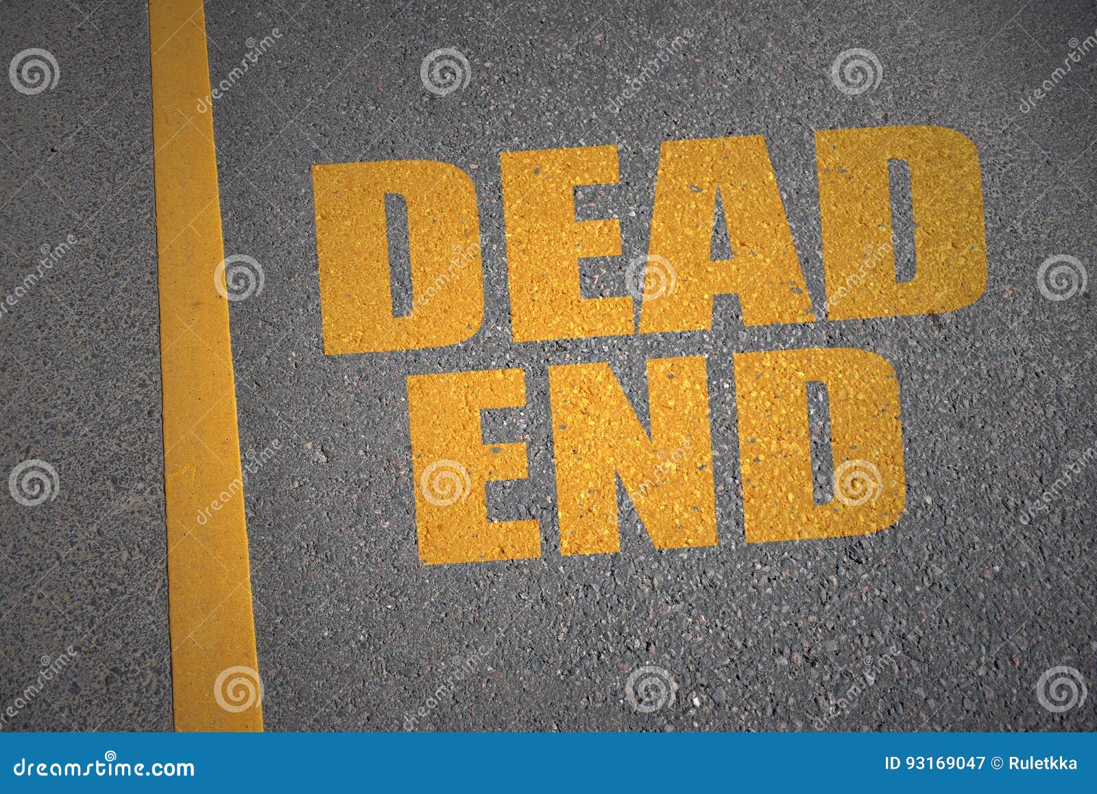 Asphalt Road with Text Dead End Near Yellow Line. Stock Image - Image ...