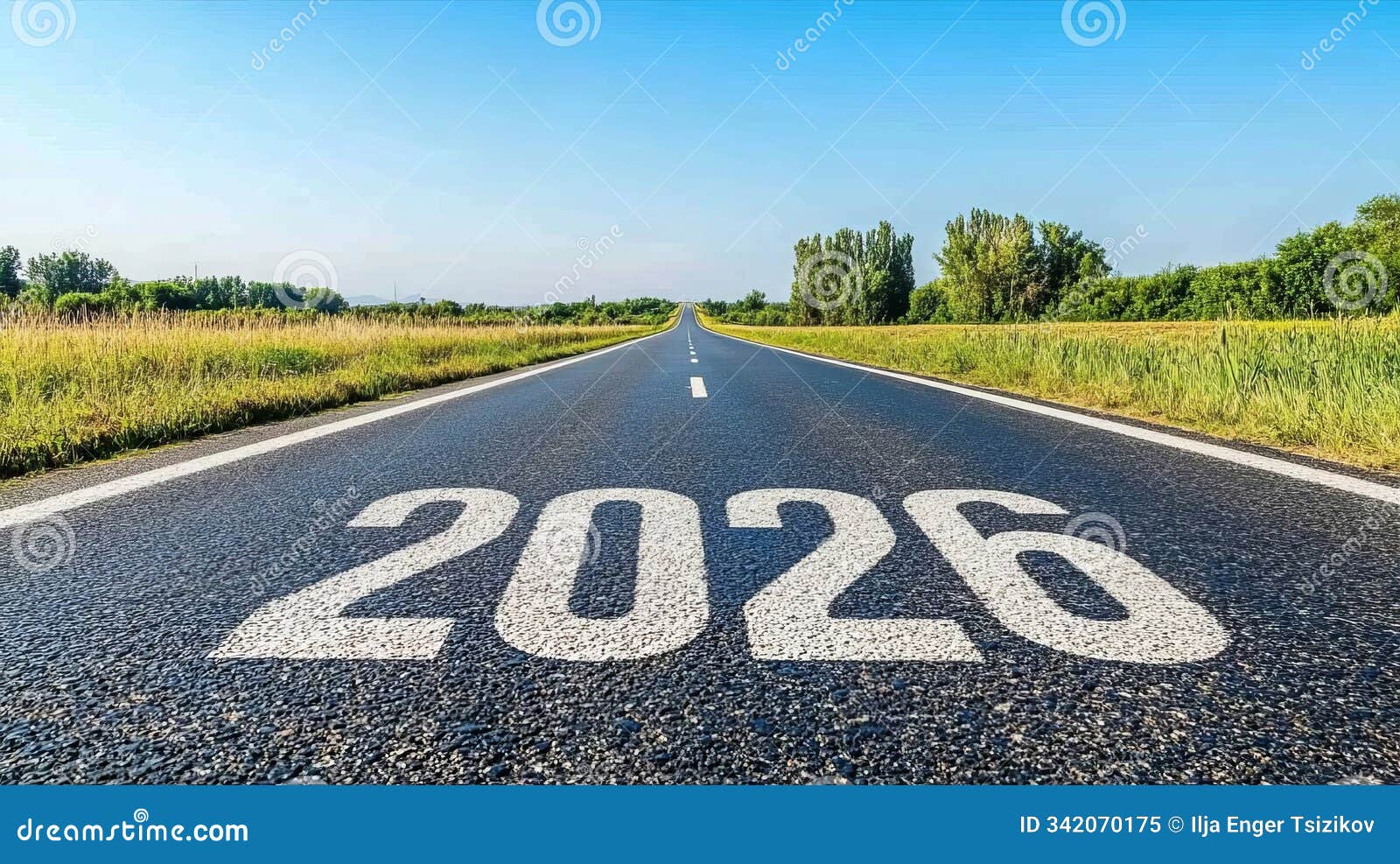 Asphalt Road To the Future Year 2026 Painted on Pavement, Symbolizing ...