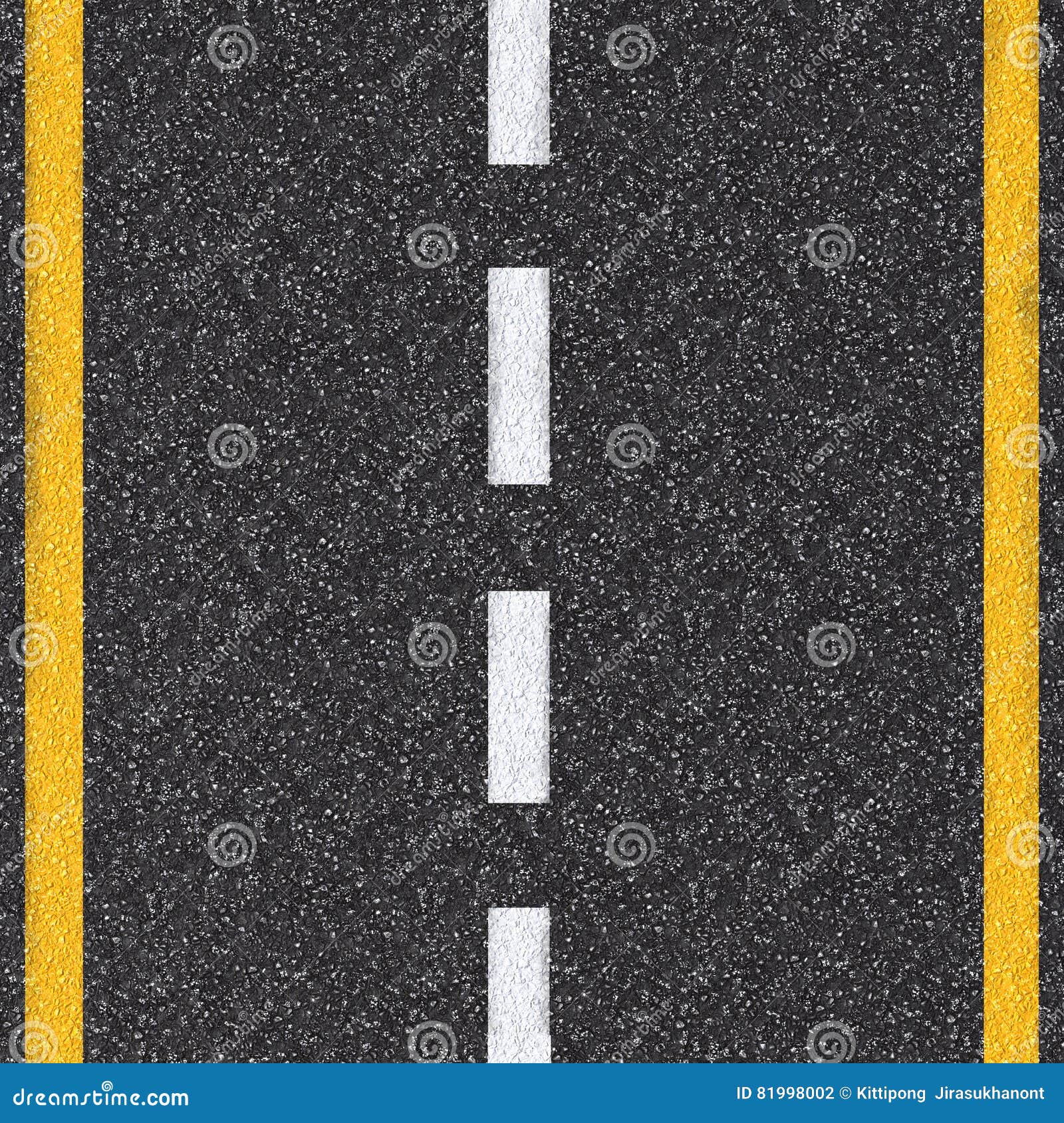 Asphalt Road Top View with White and Yellow Lines Stock Photo - Image ...