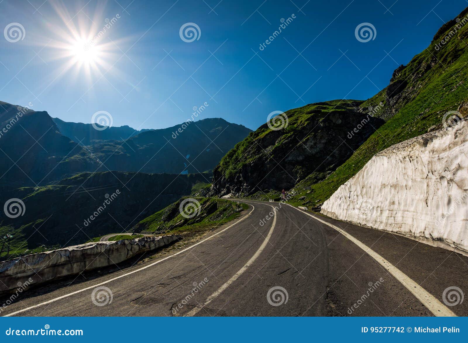 Asphalt Road Uphill through Mountain Range Stock Photo - Image of curve ...