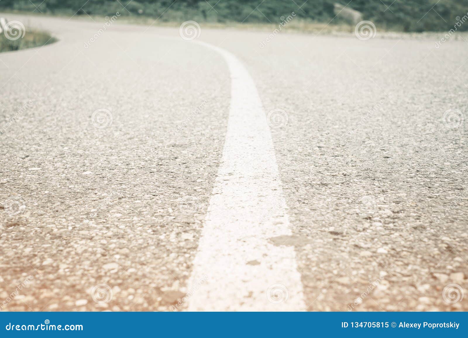 Asphalt Road with White Solid Line. Stock Image - Image of winding ...