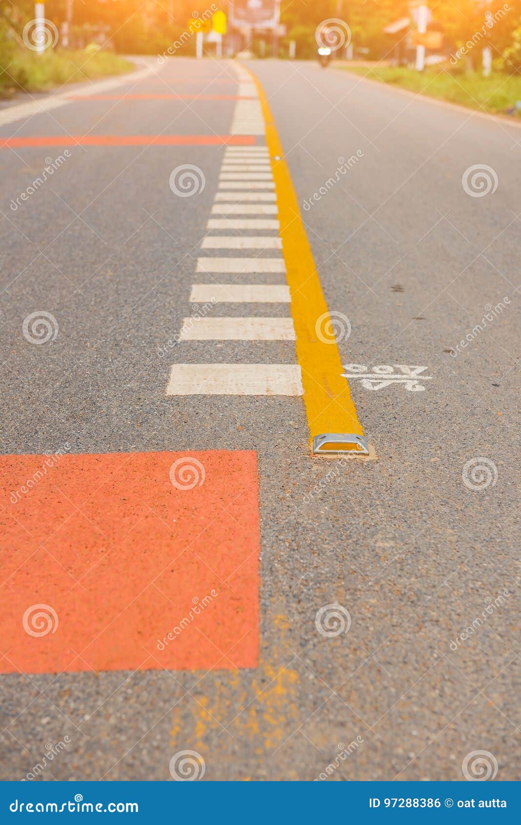 Asphalt Road and Yellow Divide Lines on the Highway Stock Photo - Image ...