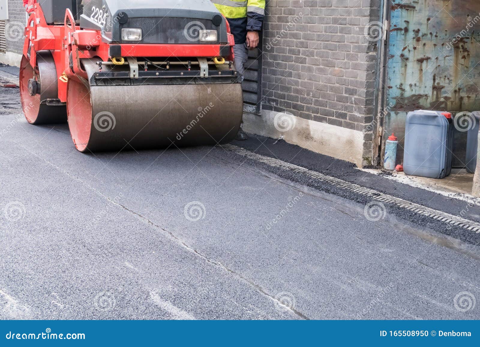 An asphalt roller stock photo. Image of asphalting, industrial - 165508950