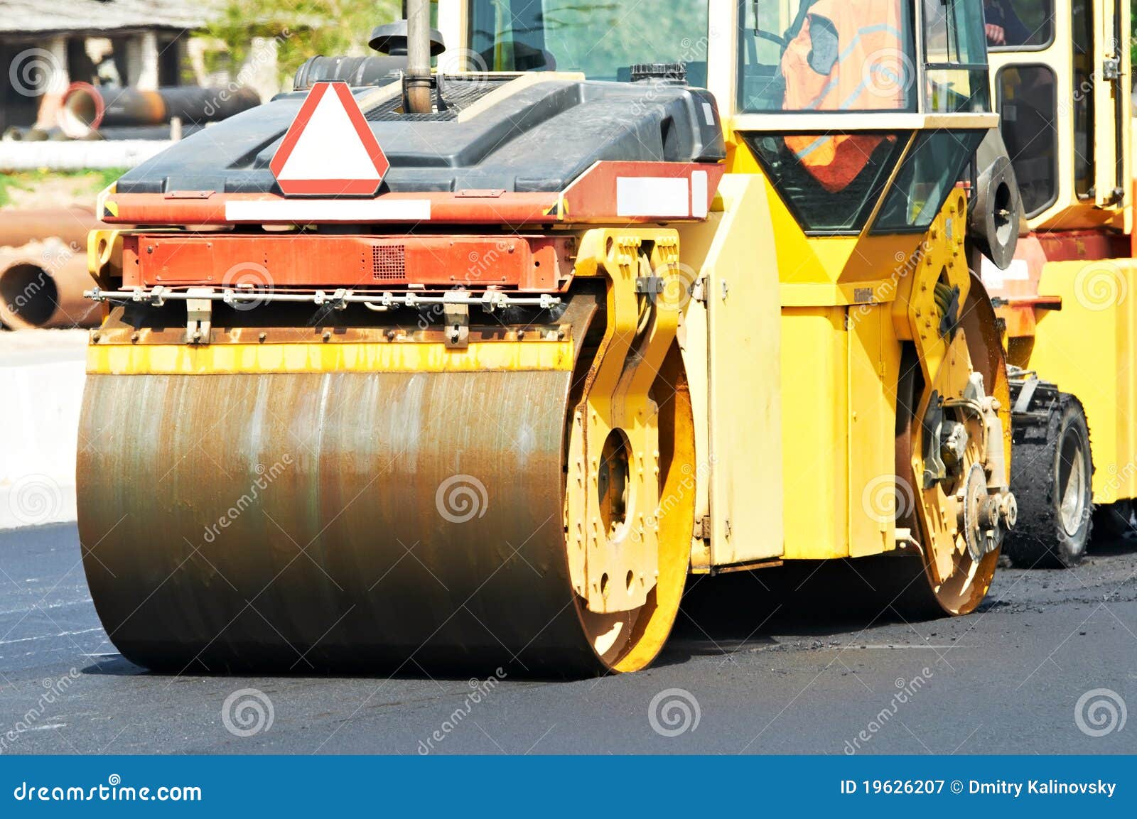 Asphalt Roller Compactor at Work Stock Image - Image of equipment ...