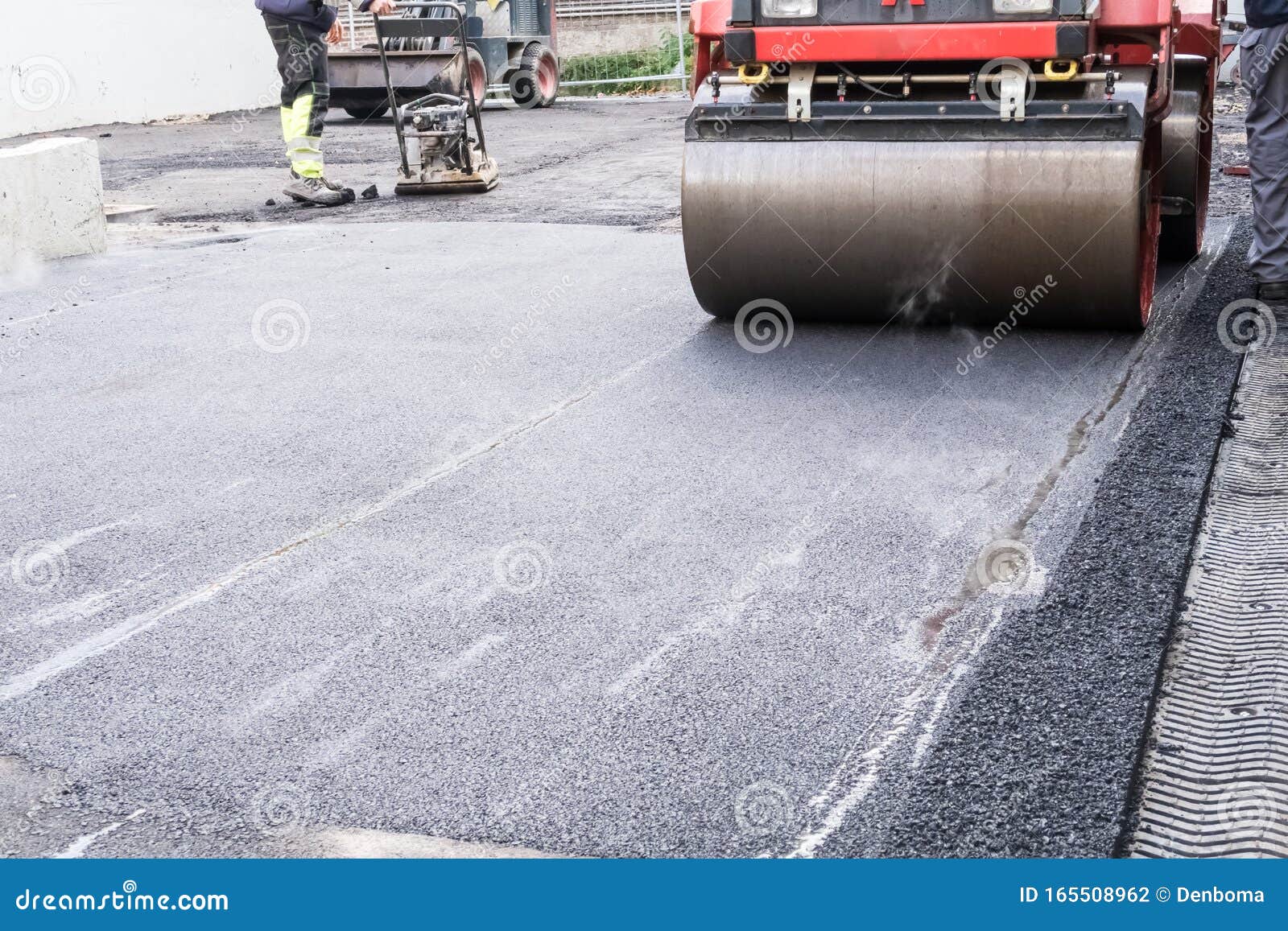 An asphalt roller stock photo. Image of roll, black - 165508962