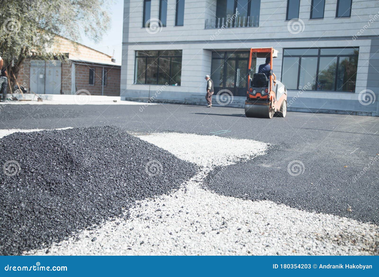 Asphalt Roller Stacking and Pressing Hot Asphalt Stock Image - Image of ...