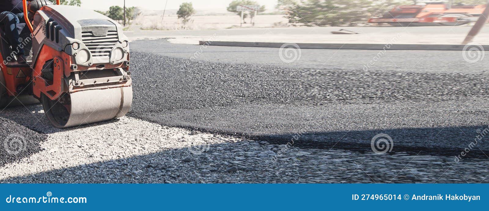 Asphalt Roller Stacking and Pressing Hot Asphalt Stock Photo - Image of ...