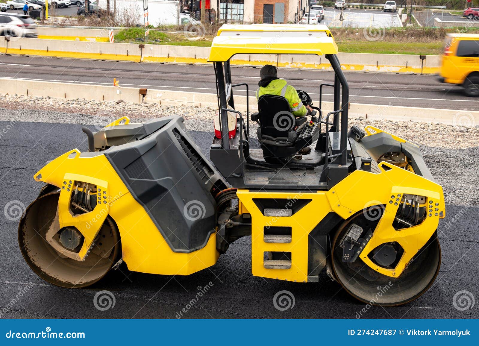 Asphalt Rollers Rolling Asphalt on the New Road Road Construction Stock ...