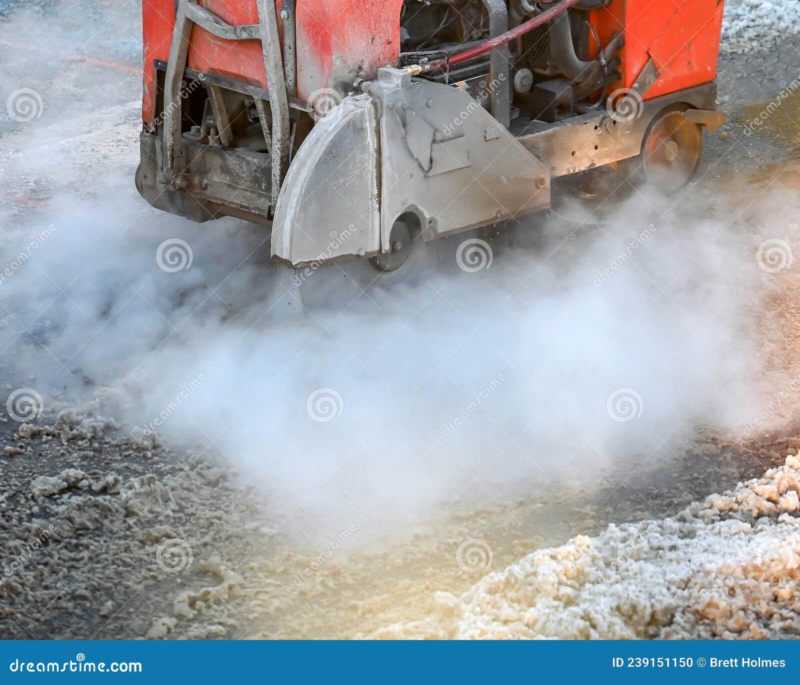 Asphalt Saw Cutting Machine with Smoke Stock Photo - Image of grind ...
