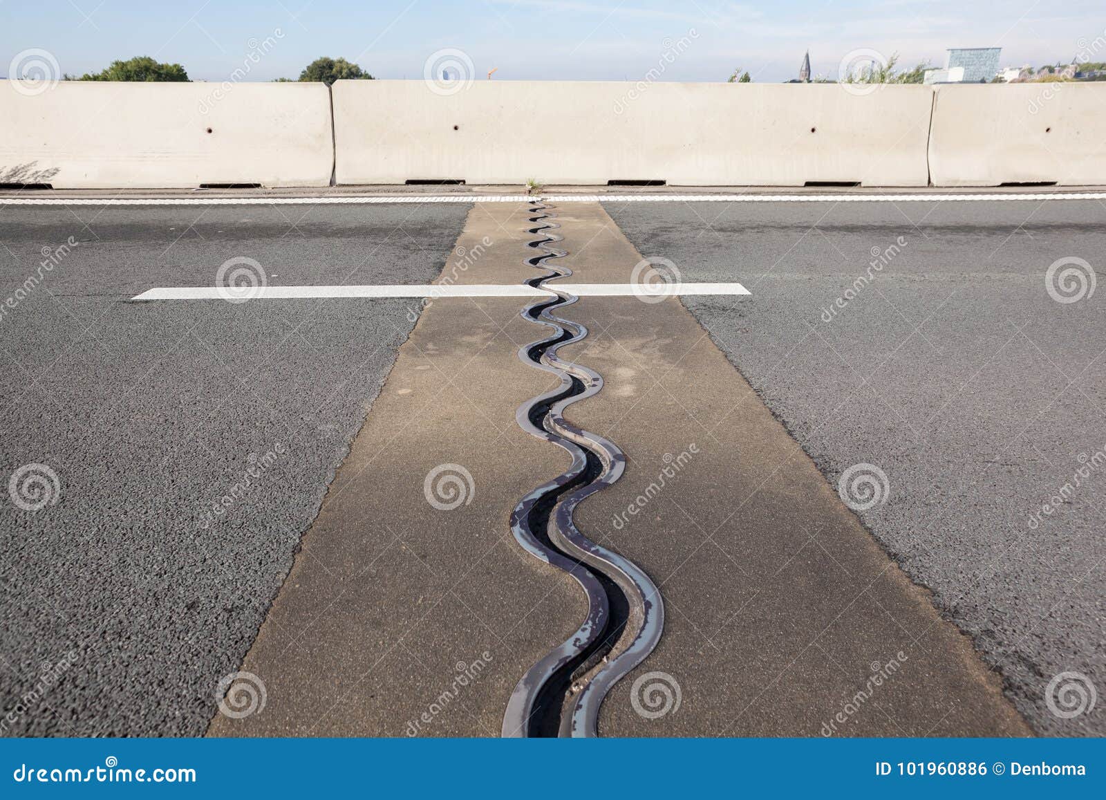 Separation in the Highway Bridge Roadway Stock Photo - Image of lines ...