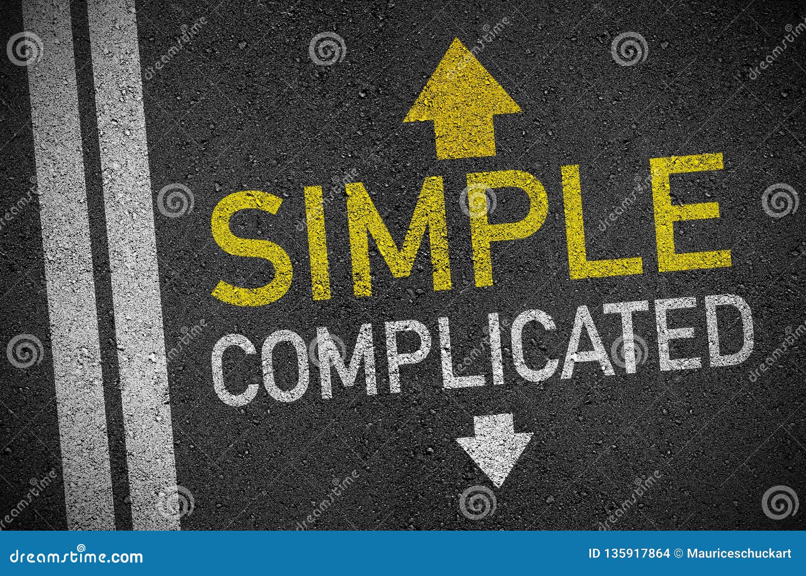 Asphalt with Signpost Simple and Complicated Stock Illustration ...