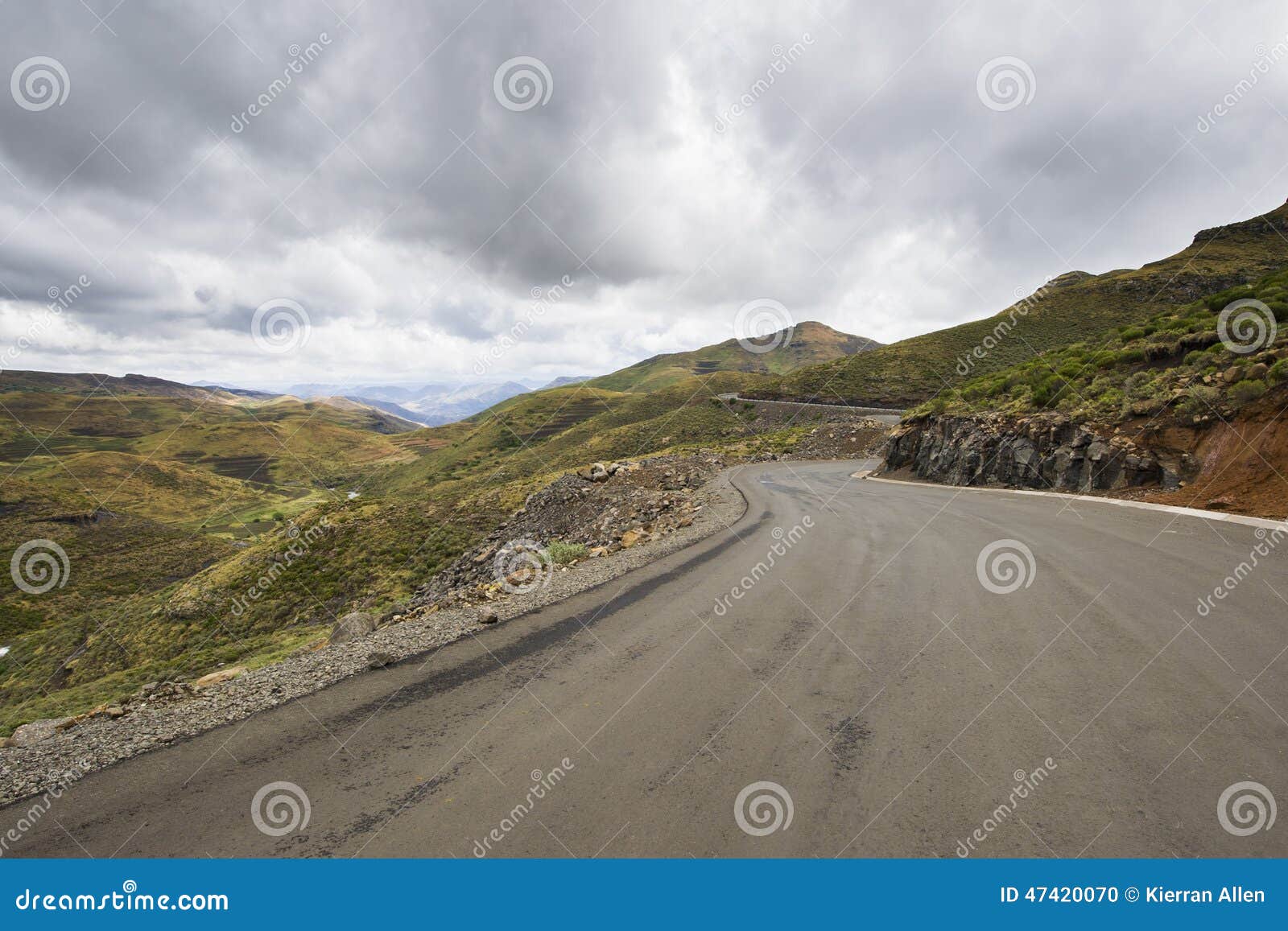 Asphalt Tar Road in Lesotho Mountains Stock Photo - Image of clouds ...
