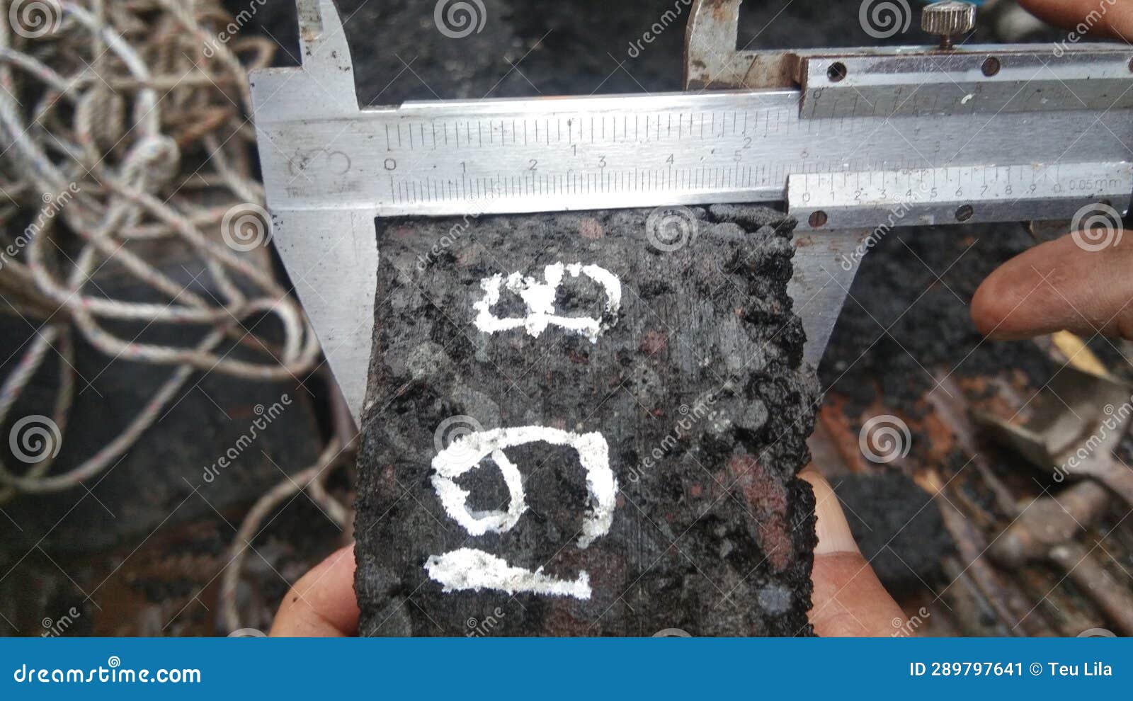 Asphalt Thickness Measurement after Laying Stock Image - Image of work ...
