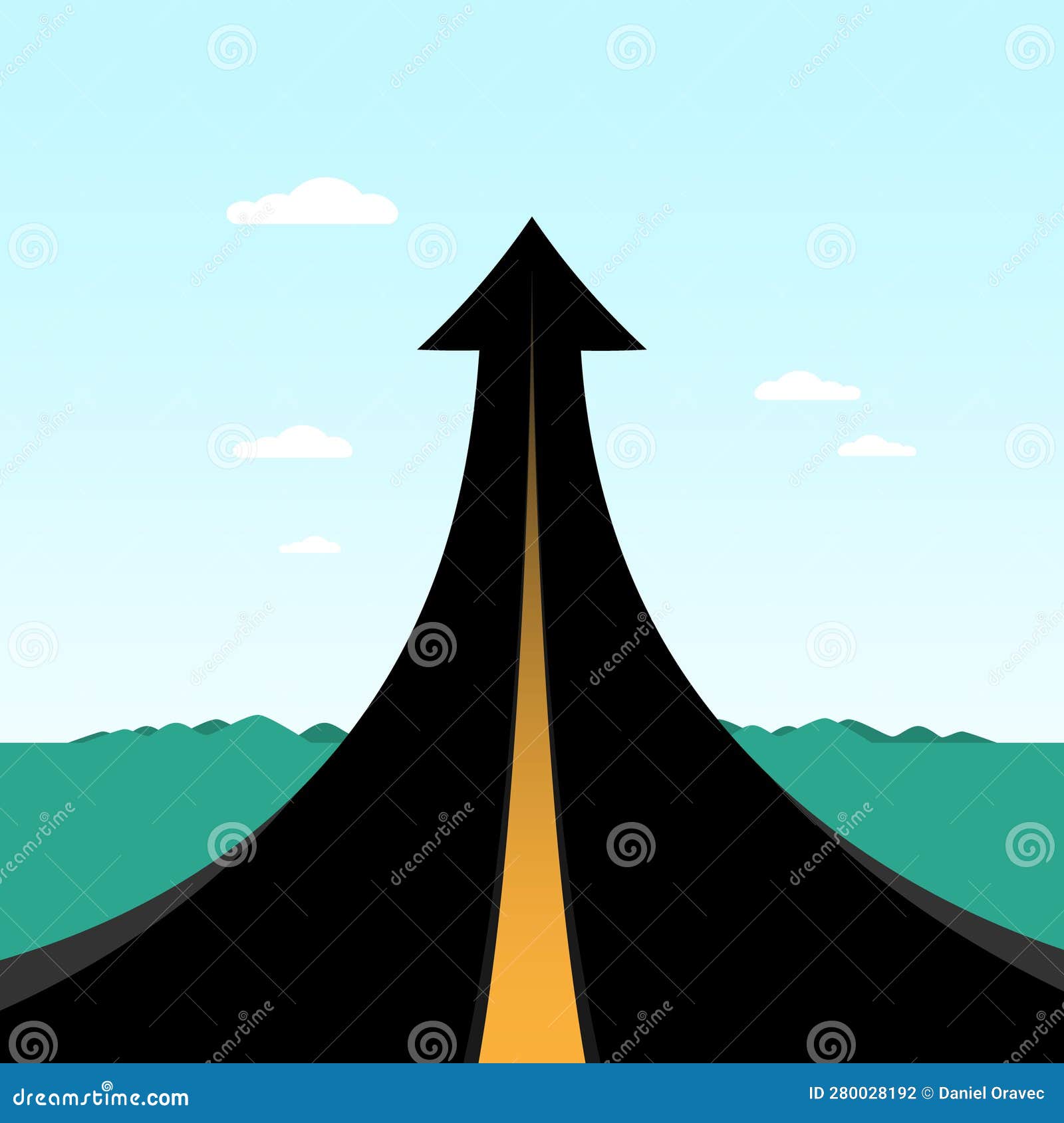 Asphalt Upward Road with Big Arrow Symbol Stock Vector - Illustration ...