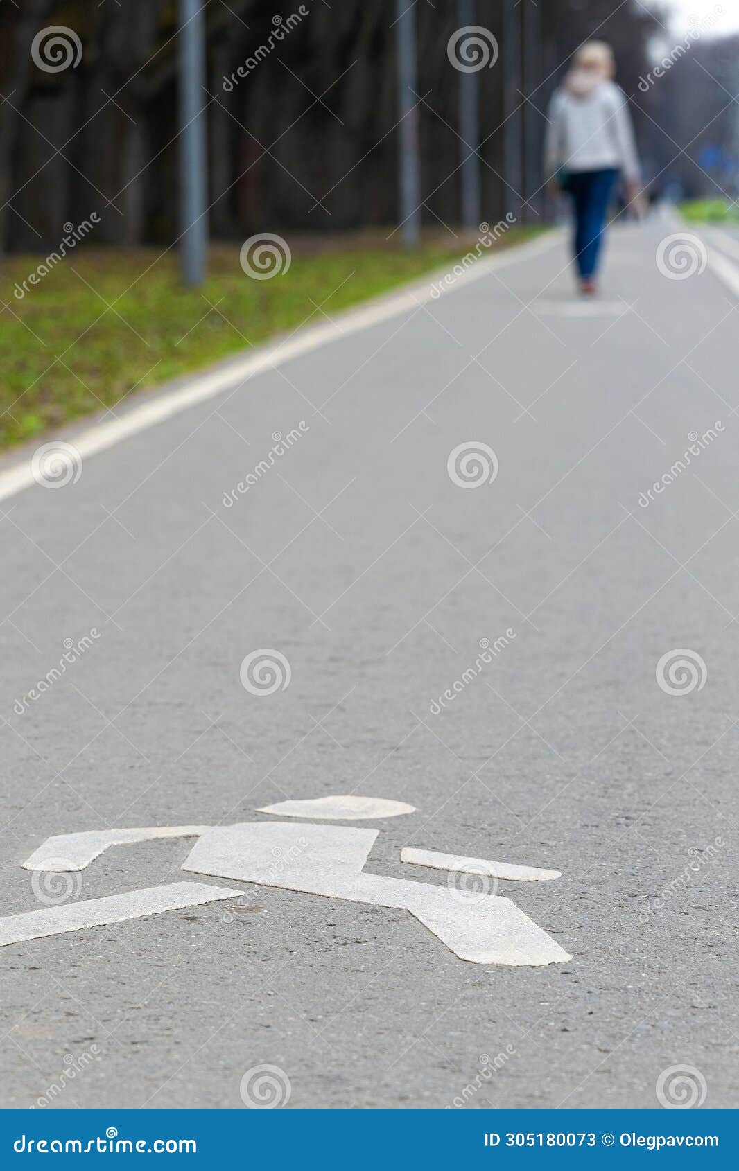 Asphalt Walking Path in a Park, Vertical Shot Stock Image - Image of ...