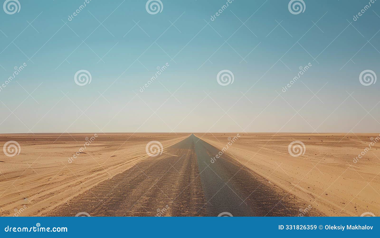 Asphalted Flat Road through the Sandy Desert Goes Beyond Horizon Stock ...
