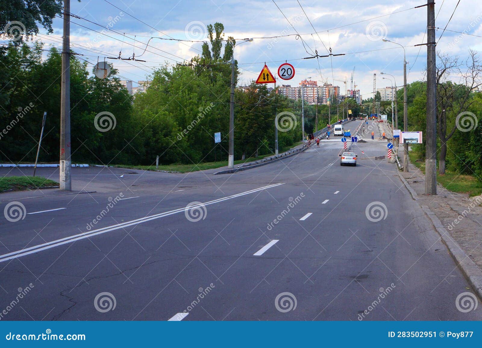 The Asphalted Road with White Strips. the Highway with a White Marking ...