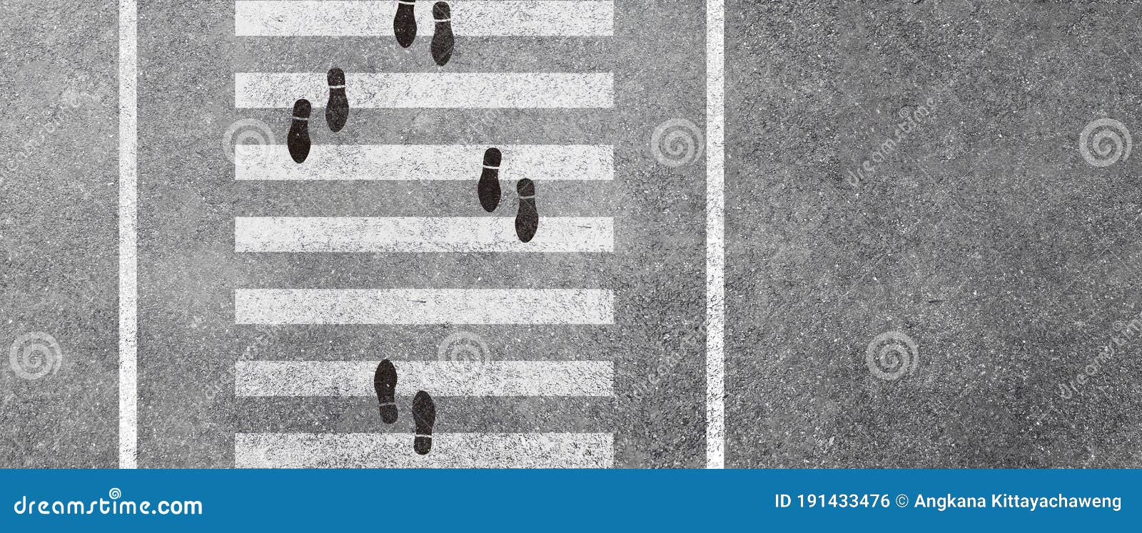 Footprint Walking in Opposite Direction on White Pedestrian Crosswalk ...