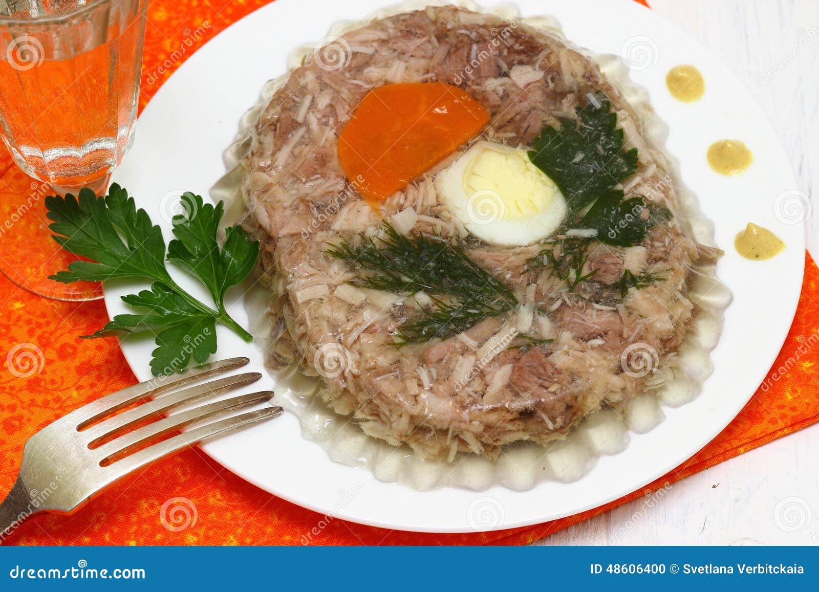 Aspic foto de stock. Imagem de forquilha, caldo, jantar - 48606400