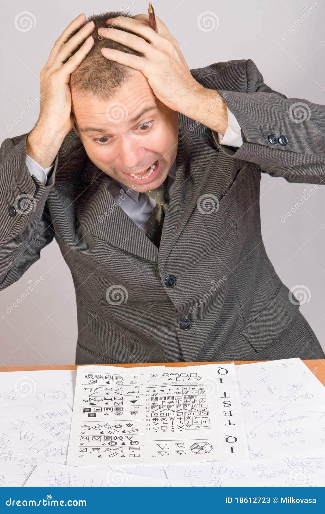 Aspirant with IQ test stock image. Image of expressive - 18612723